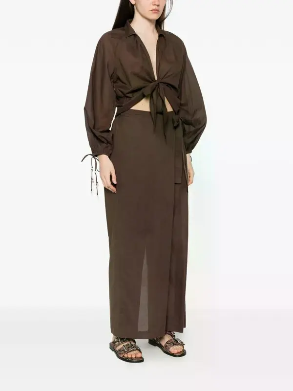 TWINSET Tie-front Top With Wide-leg - Brown