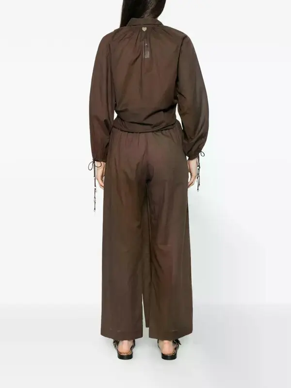 TWINSET Tie-front Top With Wide-leg - Brown