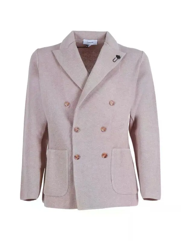 LARDINI Double-breasted Knit Jacket - Neutrals