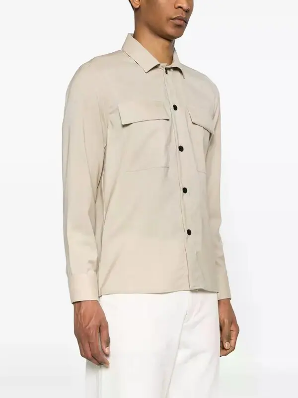 LOW BRAND Patch-pocket Virgin-wool Shirt