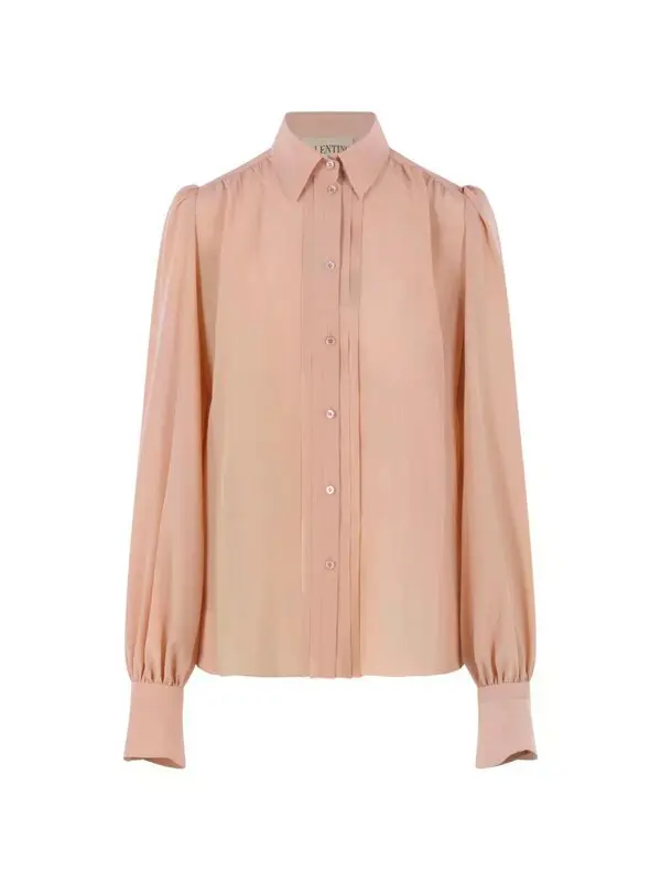 Valentino Garavani Pleated Long-sleeve Blouse