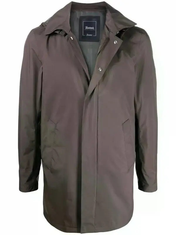 Herno Zip-up Raincoat With Detachable Hood