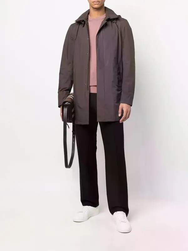 Herno Zip-up Raincoat With Detachable Hood