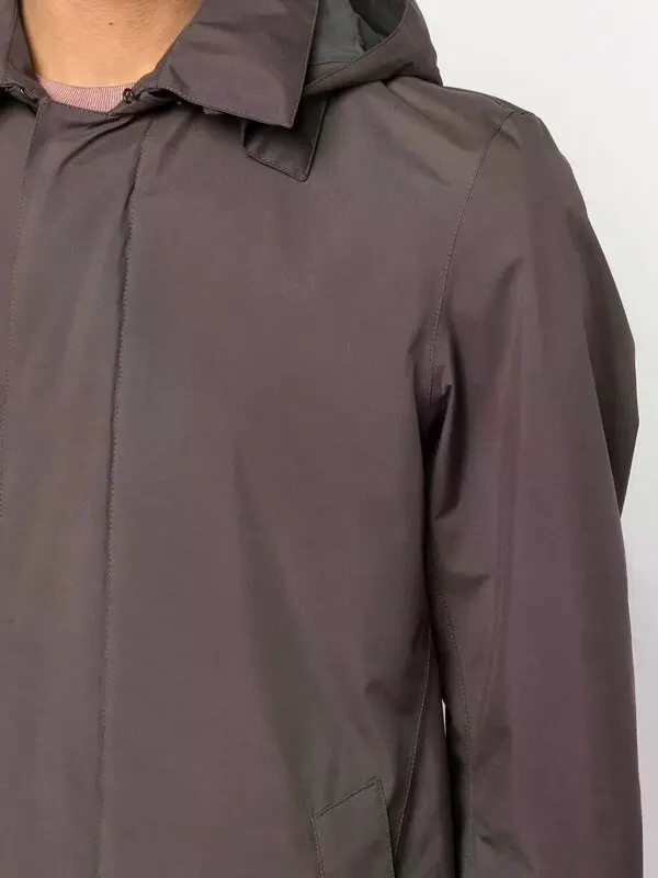 Herno Zip-up Raincoat With Detachable Hood
