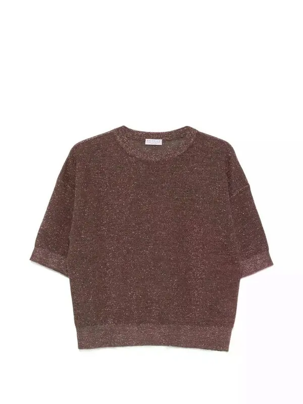Brunello Cucinelli Metallic-effect T-shirt - Brown