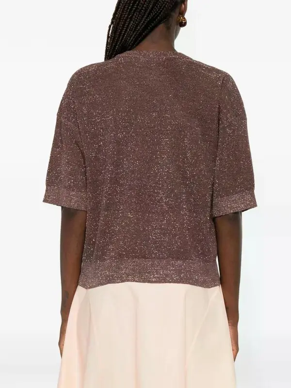 Brunello Cucinelli Metallic-effect T-shirt - Brown