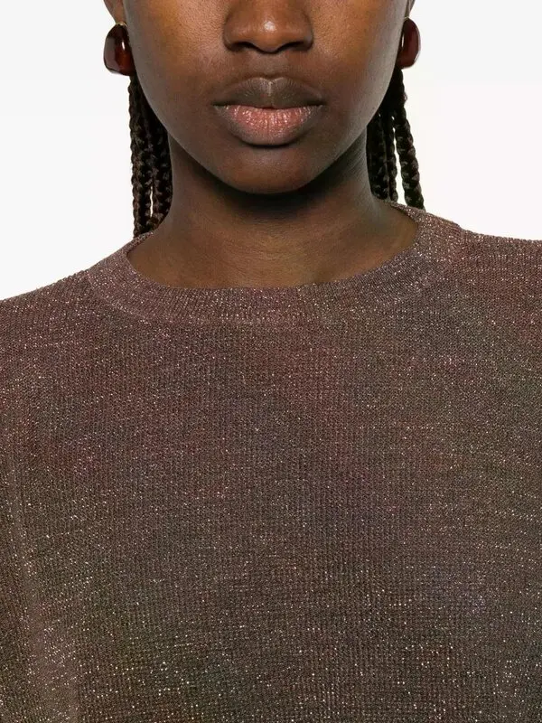 Brunello Cucinelli Metallic-effect T-shirt - Brown