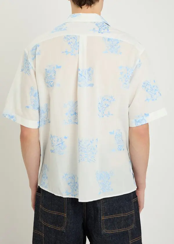 Kenzo Cartoon Embroidered Cotton-blend Shirt