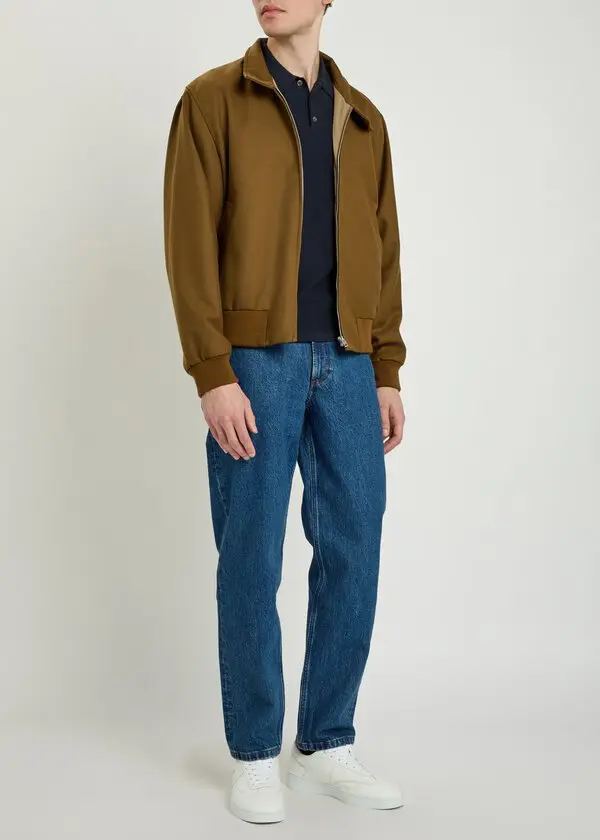 A.p.c. Cotton And Cashmere-blend Polo Shirt - Navy