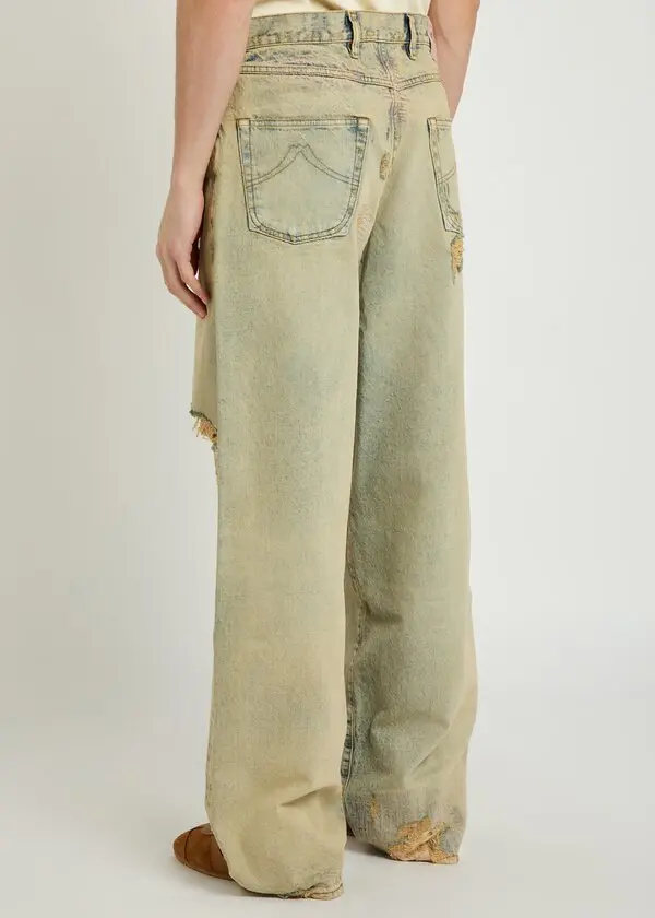 Kenzo Distressed Wide-leg Jeans - Denim