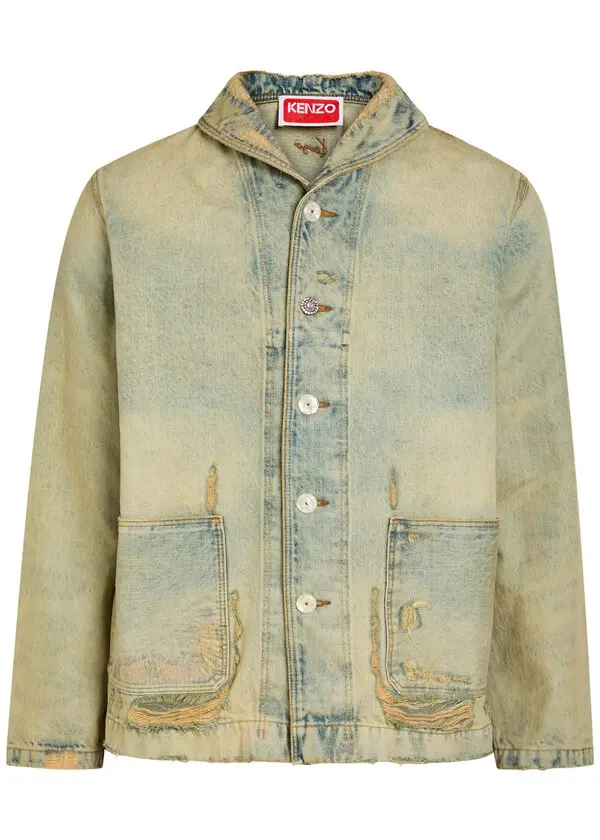 Kenzo Shawl-collar Distressed Jacket - Denim