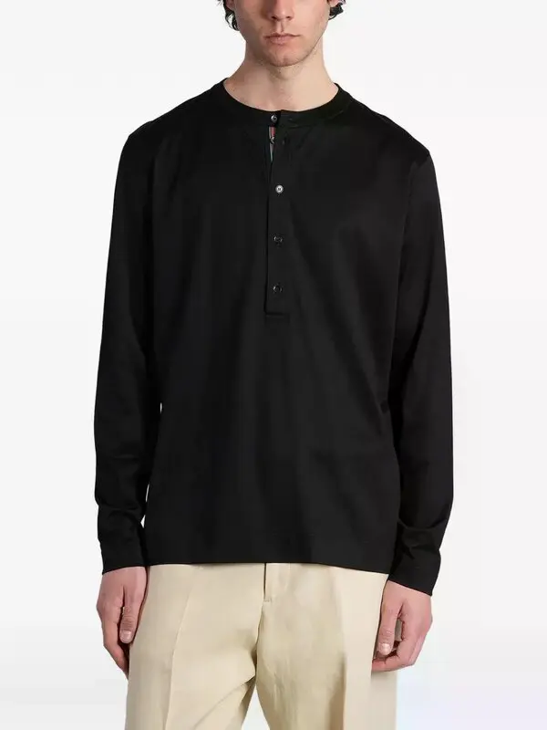 Paul Smith Artist Stripe Henley Sweater - Black