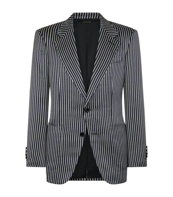 TOM FORD Silk Stripe Single-breasted Blazer - Black