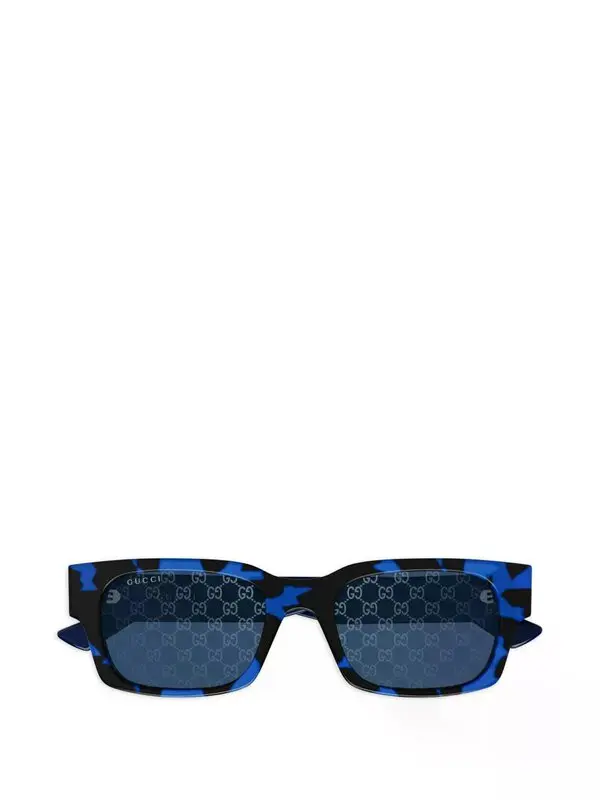 Gucci Gg Monogram Rectangle-frame Sunglasses - Blue