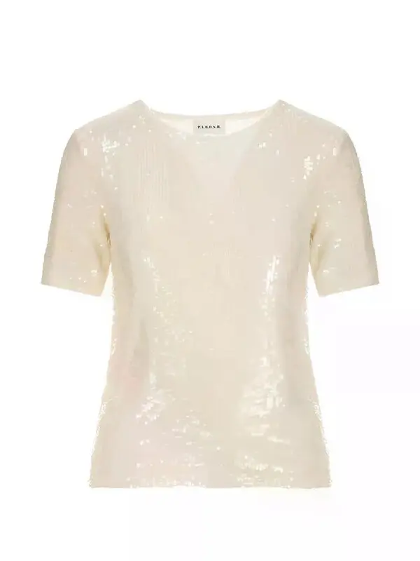 P.a.r.o.s.h Sequin-embellished Short-sleeve T-shirt - Neutrals