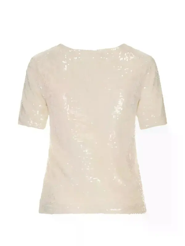 P.a.r.o.s.h Sequin-embellished Short-sleeve T-shirt - Neutrals