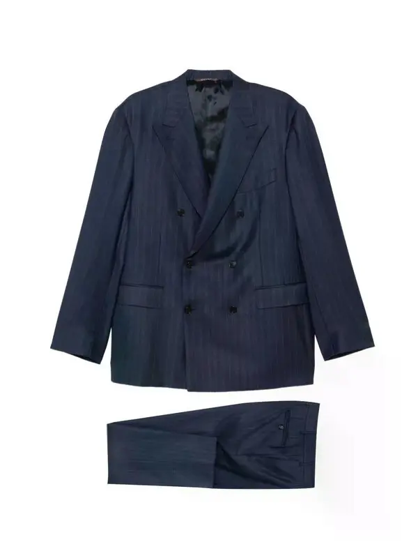 Canali Double-breasted Pinstripe Suit - Blue
