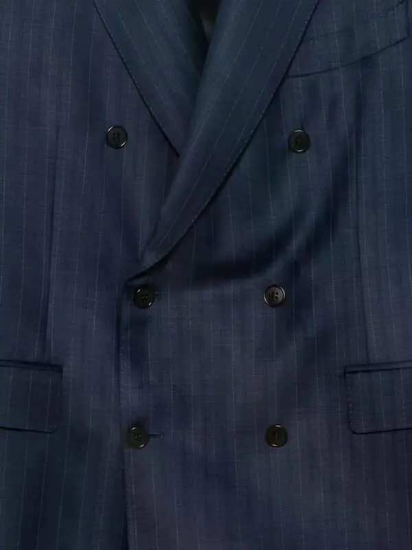 Canali Double-breasted Pinstripe Suit - Blue