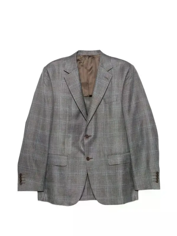 Canali Check-pattern Single-breasted Blazer - Grey