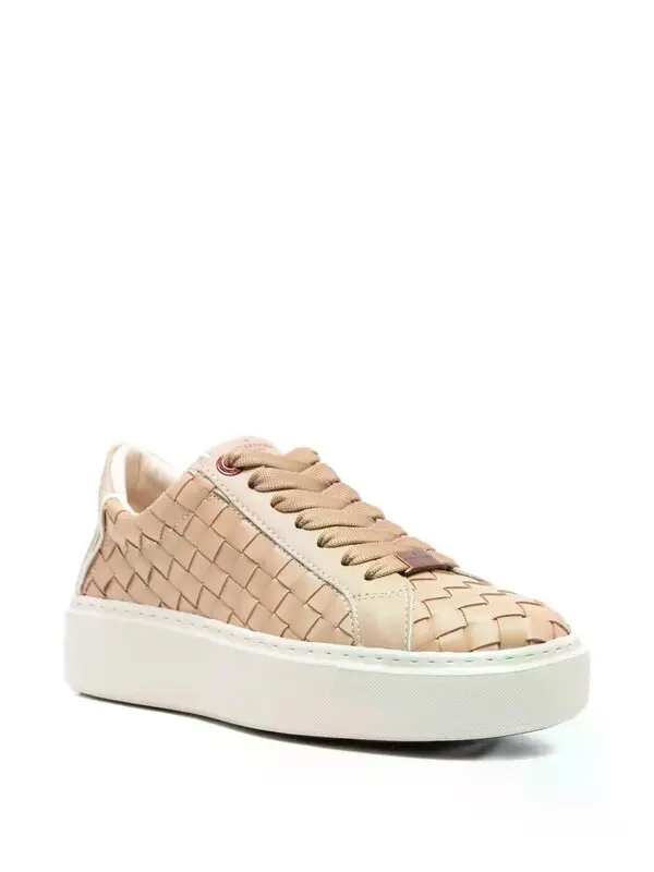 ALEXANDER SMITH Woven Leather Platform Sneakers - Neutrals
