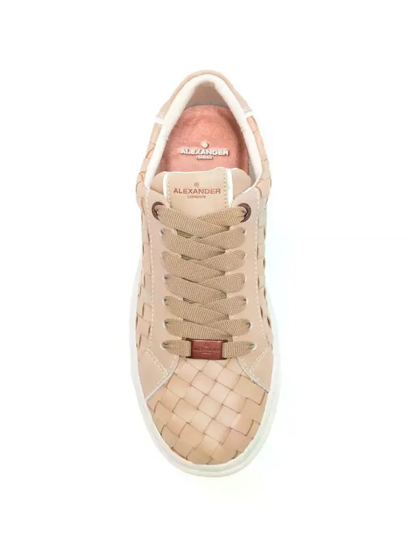 ALEXANDER SMITH Woven Leather Platform Sneakers - Neutrals