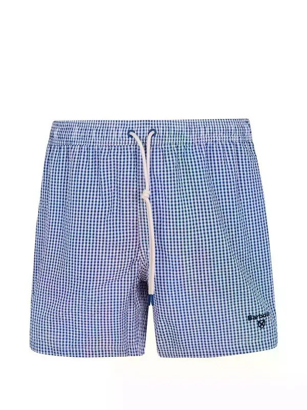 Barbour Gingham-check Seersucker Swim Shorts - Blue