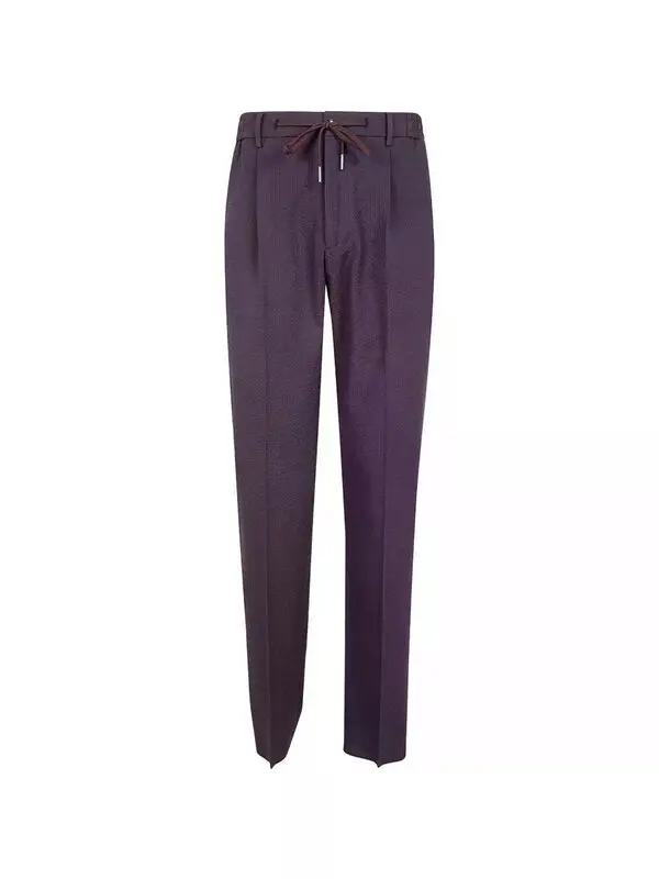 Tagliatore Seersucker Drawstring Trousers - Brown