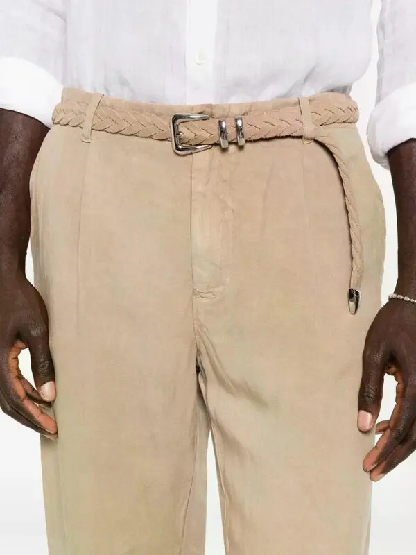 120% Lino Belted Pleated Trousers