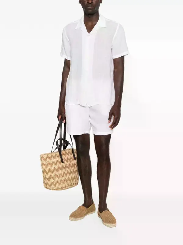 120% Lino Drawstring-waist Shorts - White