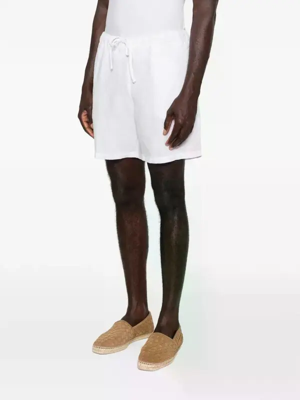 120% Lino Drawstring-waist Shorts - White