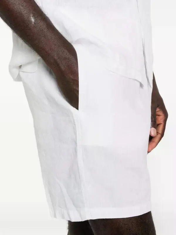 120% Lino Drawstring-waist Shorts - White