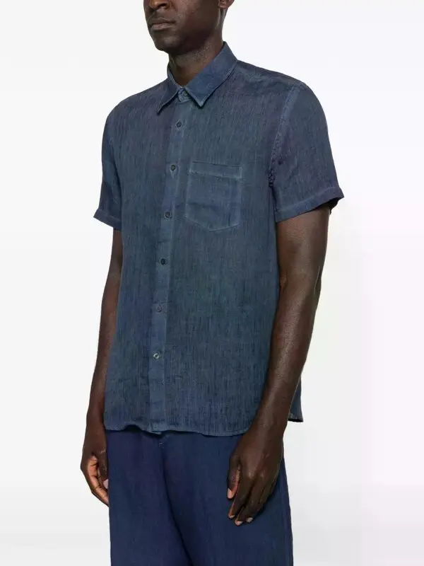 120% Lino Short-sleeved Chest-pocket Shirt - White