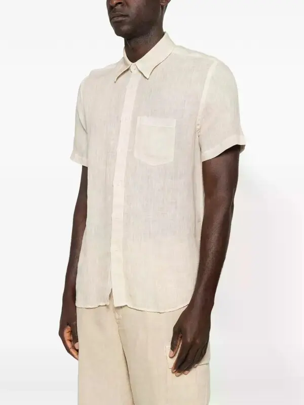 120% Lino Short-sleeve Chest-pocket Shirt - Neutrals