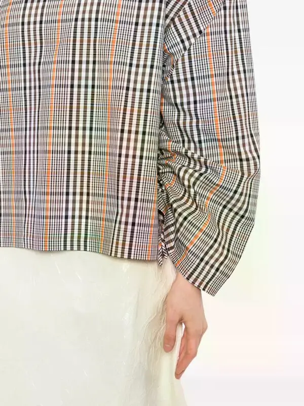 A.W.A.K.E. Mode Checked Drawstring-sleeve Blouse