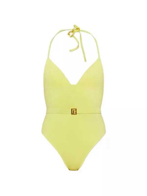 Balmain Belted Logo-plaque Swimsuit