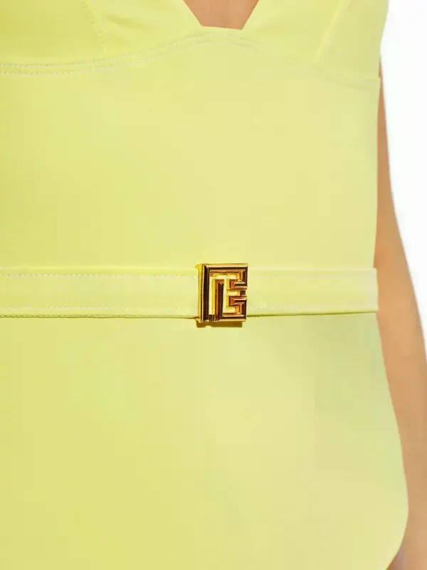 Balmain Belted Logo-plaque Swimsuit