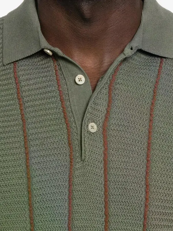 GALLIA Striped Buttoned Polo Shirt