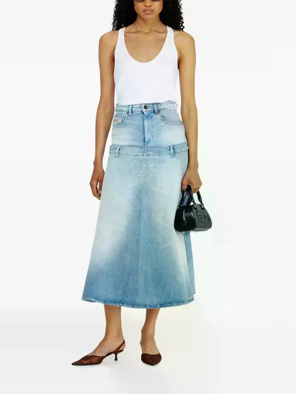 DIESEL® Layered Effect Flared Midi Skirt