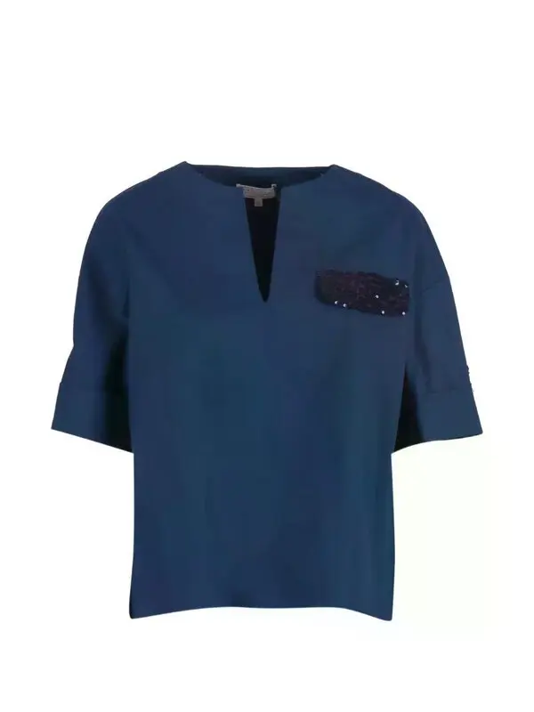 Antonelli Firenze Sequin-embellished Chest-pocket T-shirt - Blue