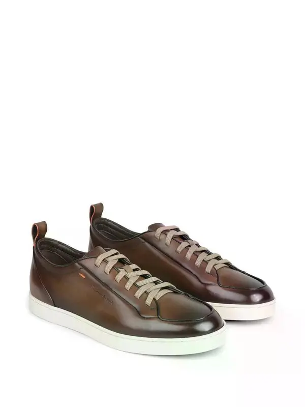 Santoni Logo-debossed Leather Sneakers