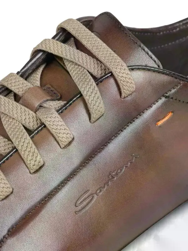 Santoni Logo-debossed Leather Sneakers