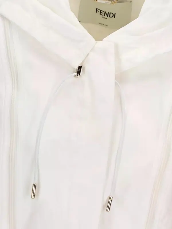 Fendi Hooded Zip-details Jacket - White