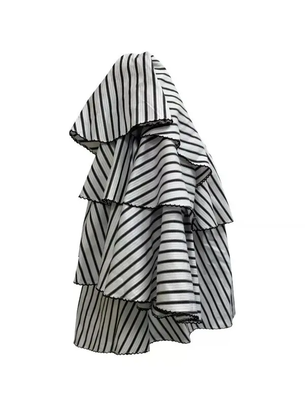 Caroline Constas Striped Off-shoulder Tiered Ruffle Blouse
