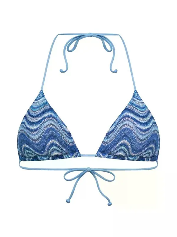 MC2 SAINT BARTH Leah Chevron-knit Bikini Top - Blue