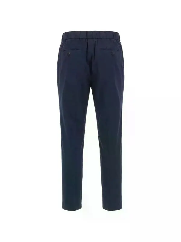 DRUMOHR Pleated Cotton Trousers With Drawstring Detail - Blue