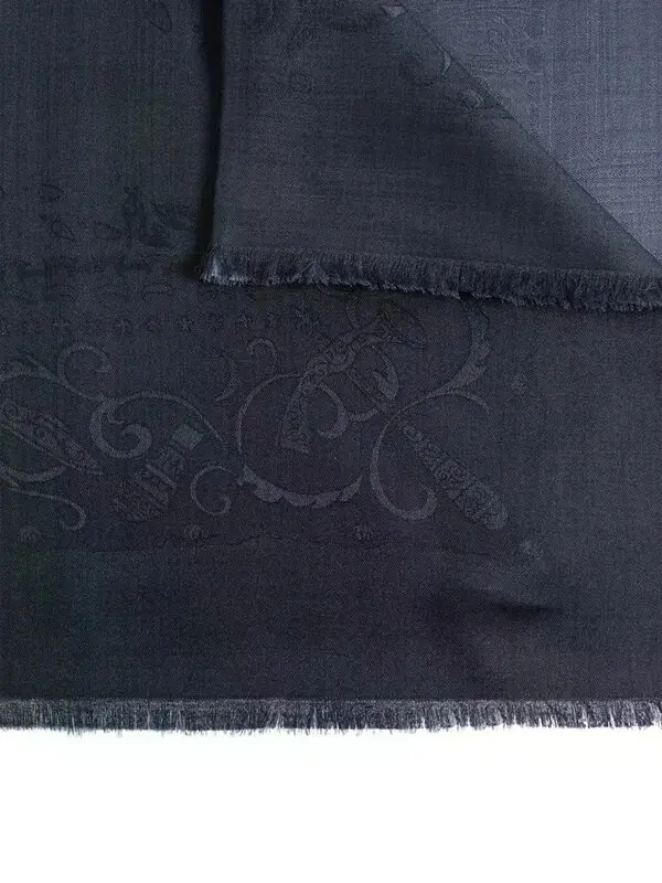 FERRAGAMO Jacquard-patterned Frayed Scarf