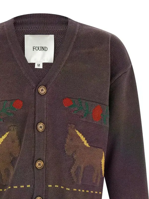 FOUND Jacquard-pattern Horse Cardigan