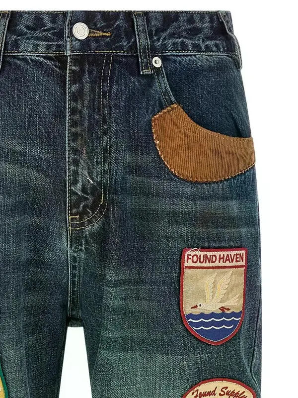 FOUND Patchwork Straight-leg Jeans