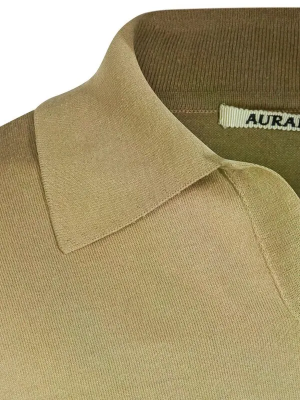 Auralee Short-sleeve Polo-collar T-shirt - Neutrals