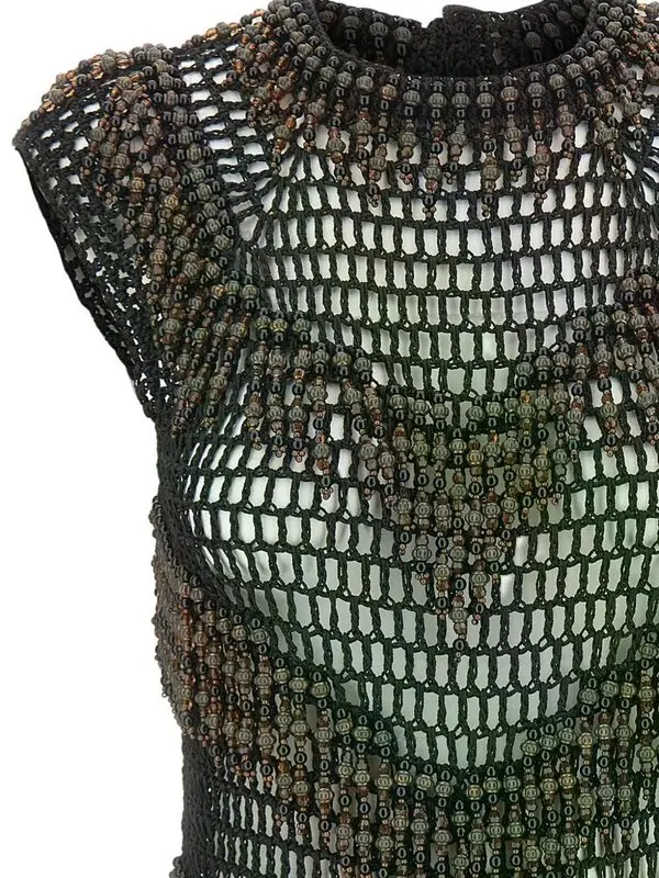 BLESS Amaranto Bead-embellished Crochet Top